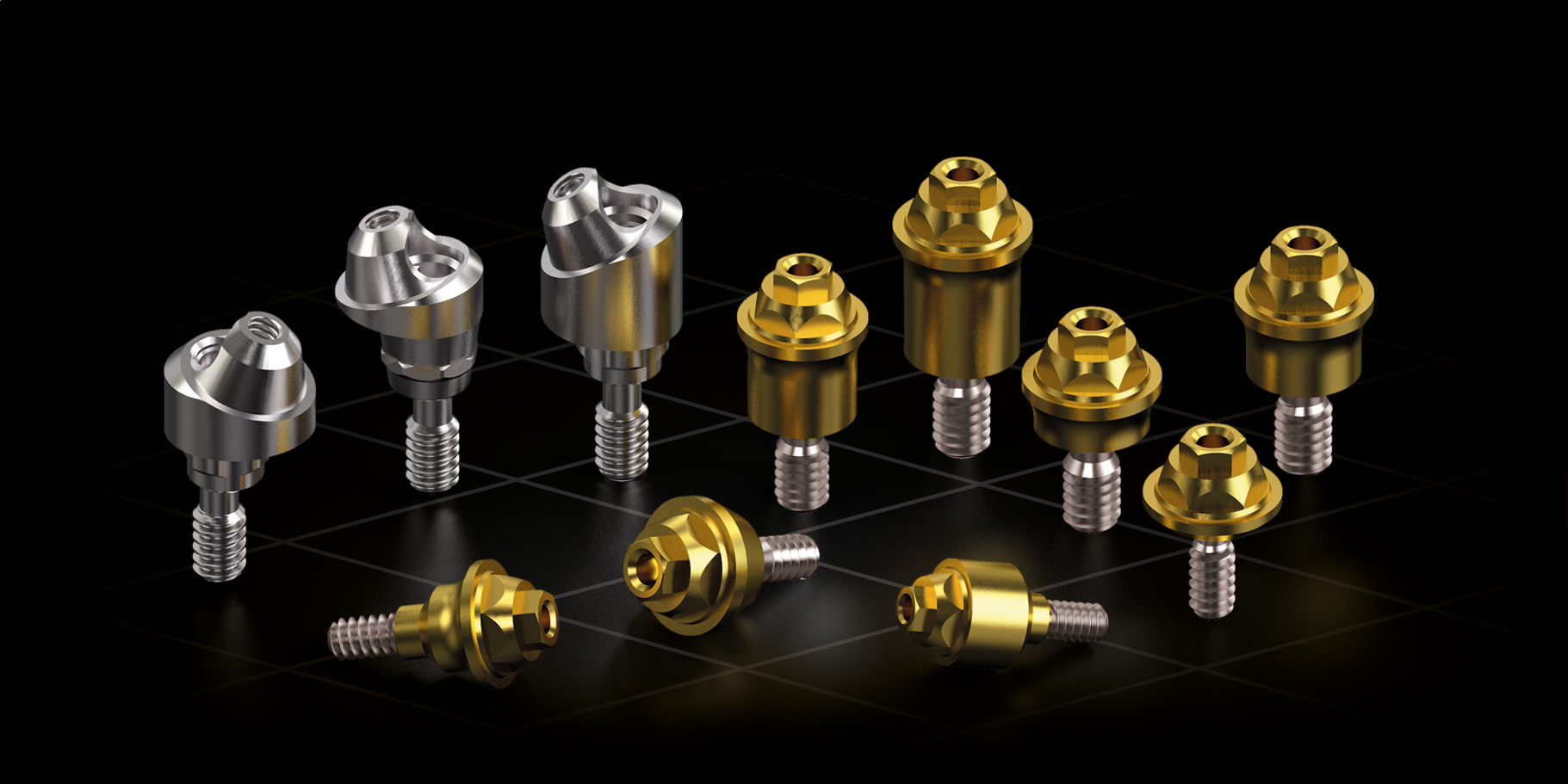 Straight and angled Multi-Unit abutment.
